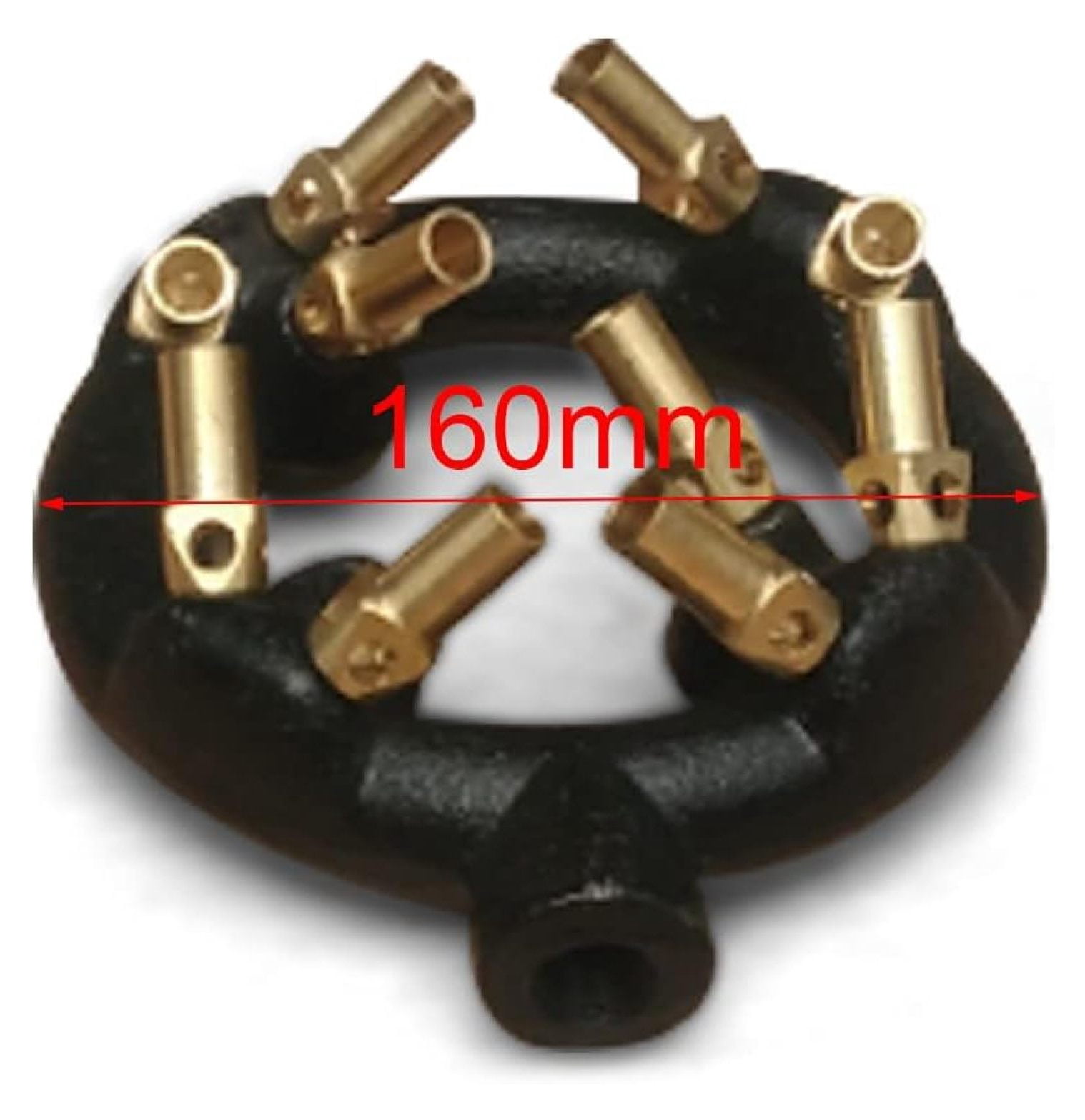 10 Heads 6.3" Propane Gas Jet Burner, Cast Iron Body Round Brass Tips ...