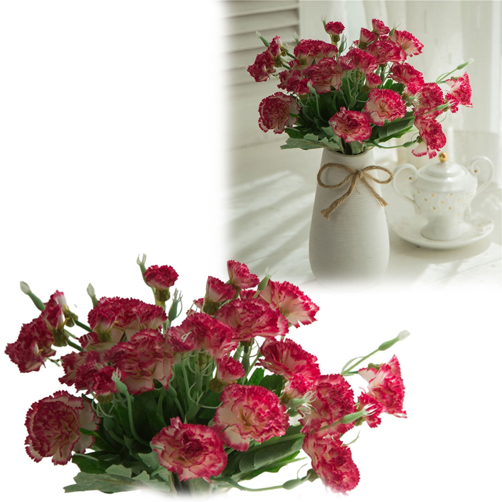 10 Heads Artificial Carnations Flower, 11.8" Silk Carnations with Stems ...