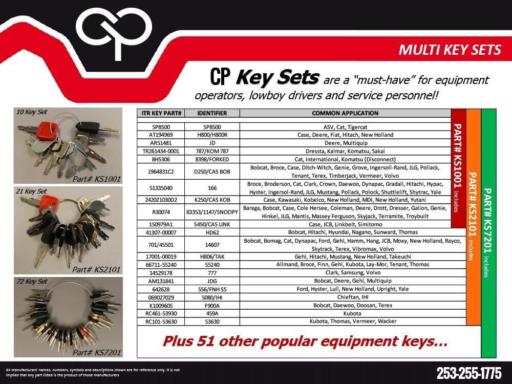 10 Heavy Construction Equipment Ignition Key Set for JD Case Komatsu ...