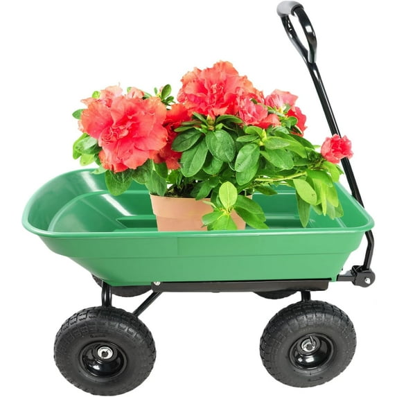 10" Heavy-Duty Garden Utility Dump Cart with 180° Rotating Handle, 300 ...