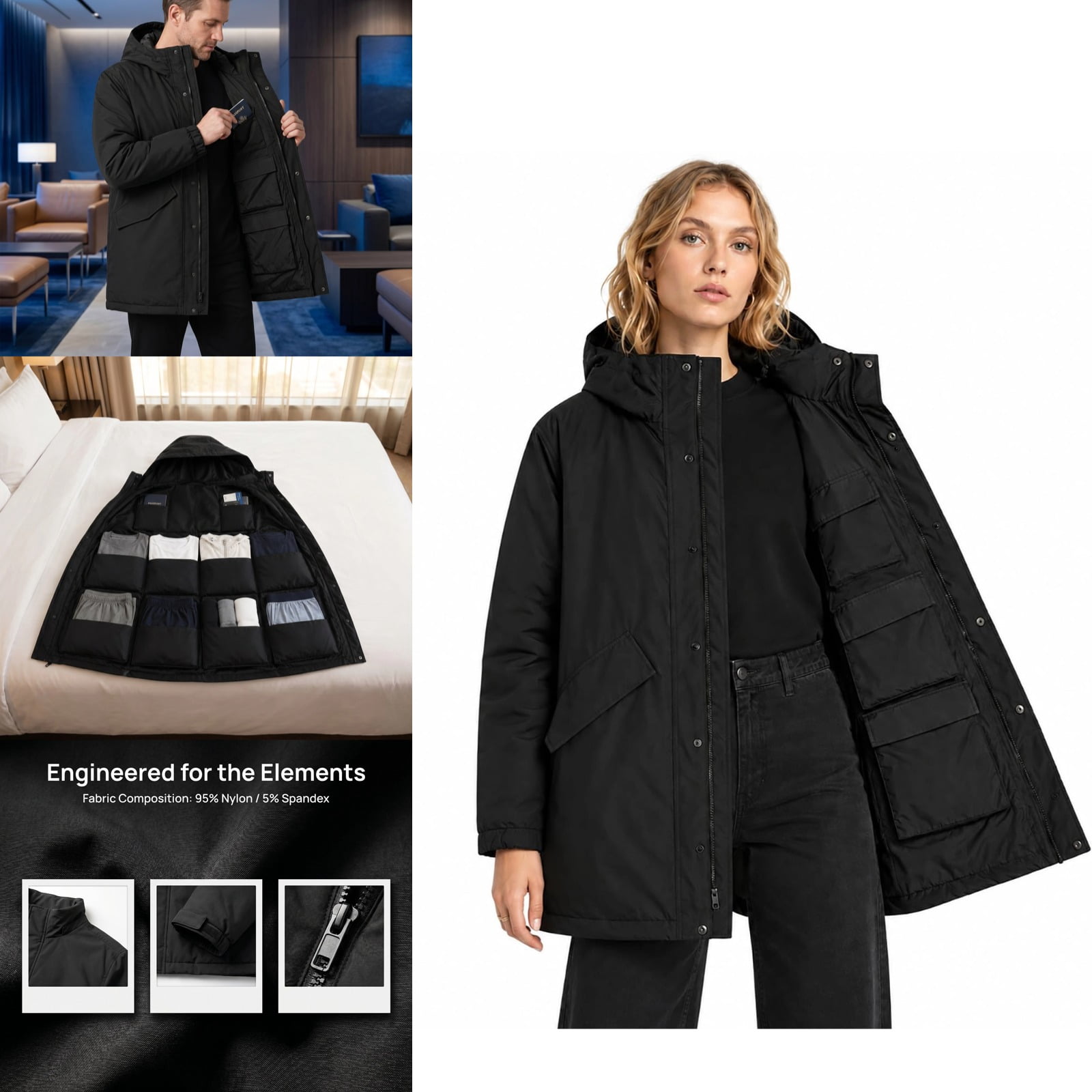 10 Hidden Pockets Travel Jacket, Lightweight Unisex Outerwear, Holds 5 ...
