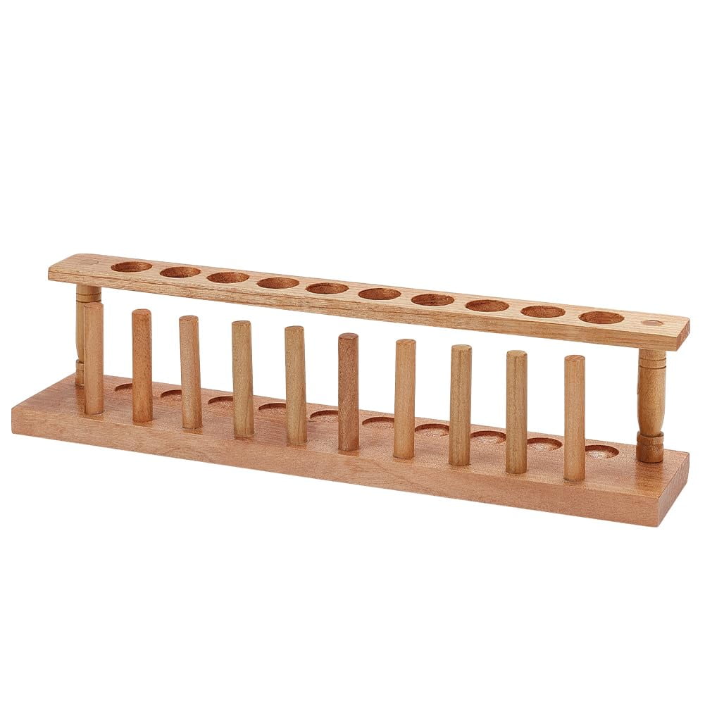 10-Hole Wood Test Tube Holder Stand for 22mm/0.86inch Tubes Glass Test ...
