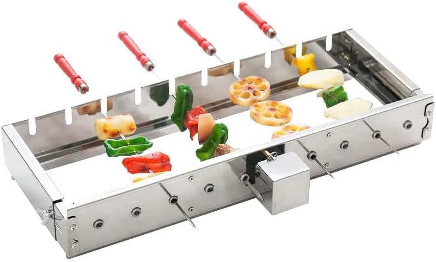 10 Holes Auto Rotating BBQ Grill 6.3”-11.8” Width Adjust,Outdoor USB ...