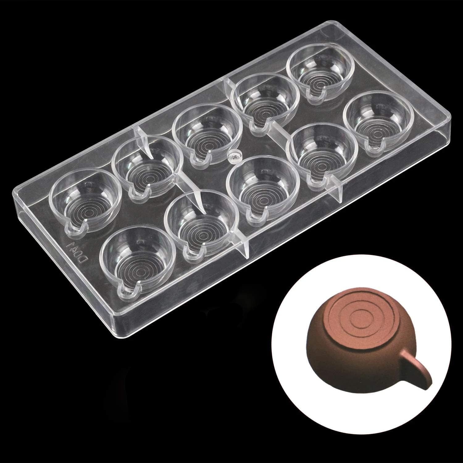 10 Holes Teacup Shape Clear Polycarbonate Chocolate Mold 3D Teacup Bar ...