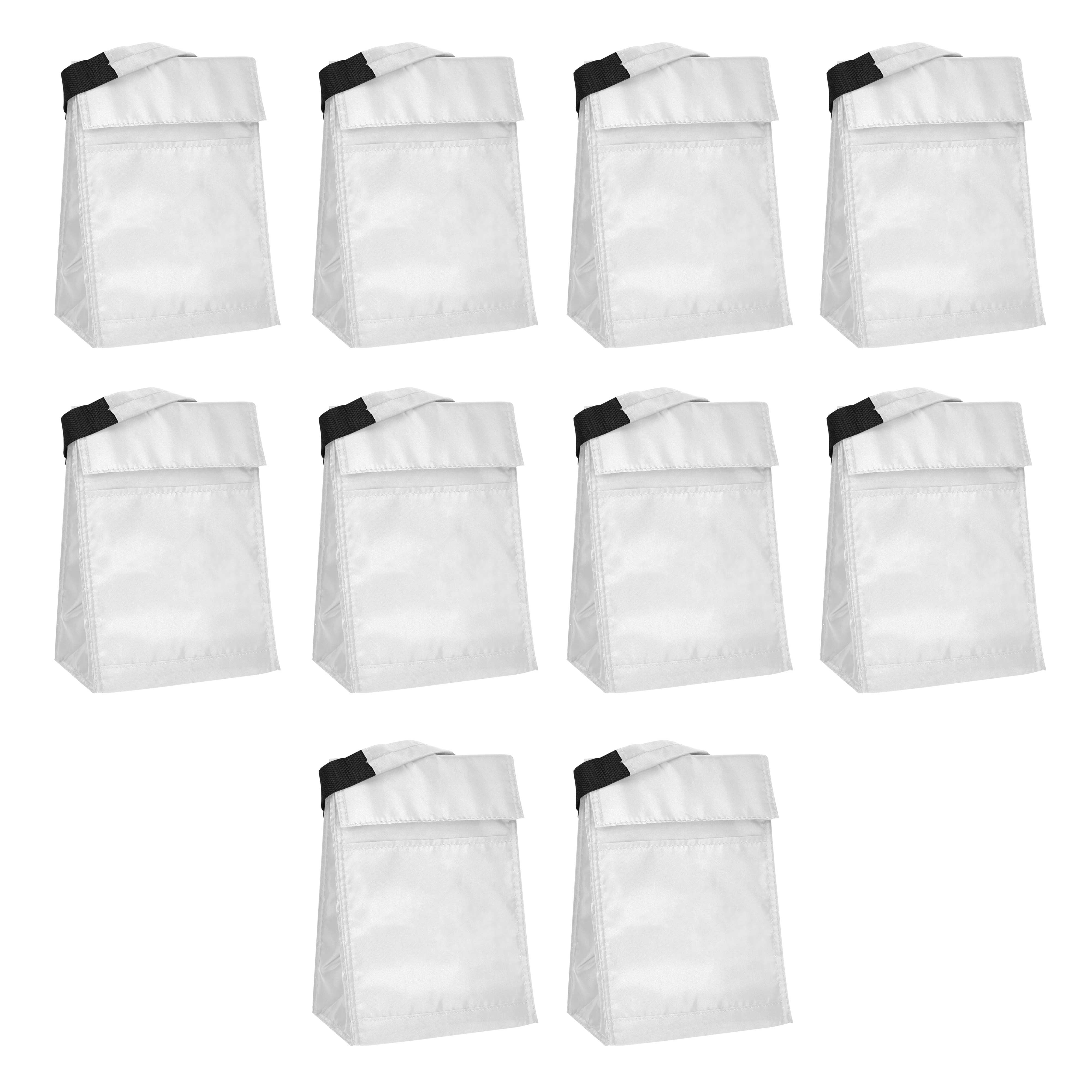 10 Hook and Loop Insulated Lunch Bags Set - Polyester, Durable, Vibrant ...