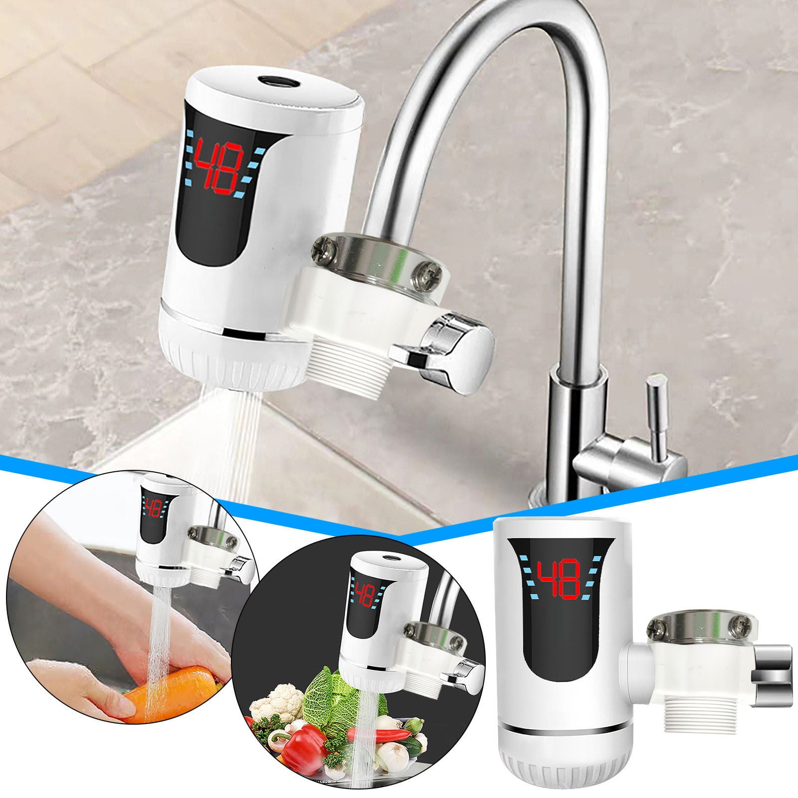 Under 10, Hot Water Kitchen Faucet, Instant Heat Cold Hot, Stainless Steel, for Home Use ...