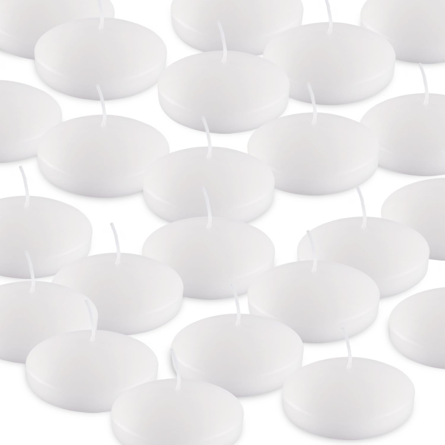 10 Hour Floating Candles, 3'' White Unscented Dripless Wax Discs, for ...