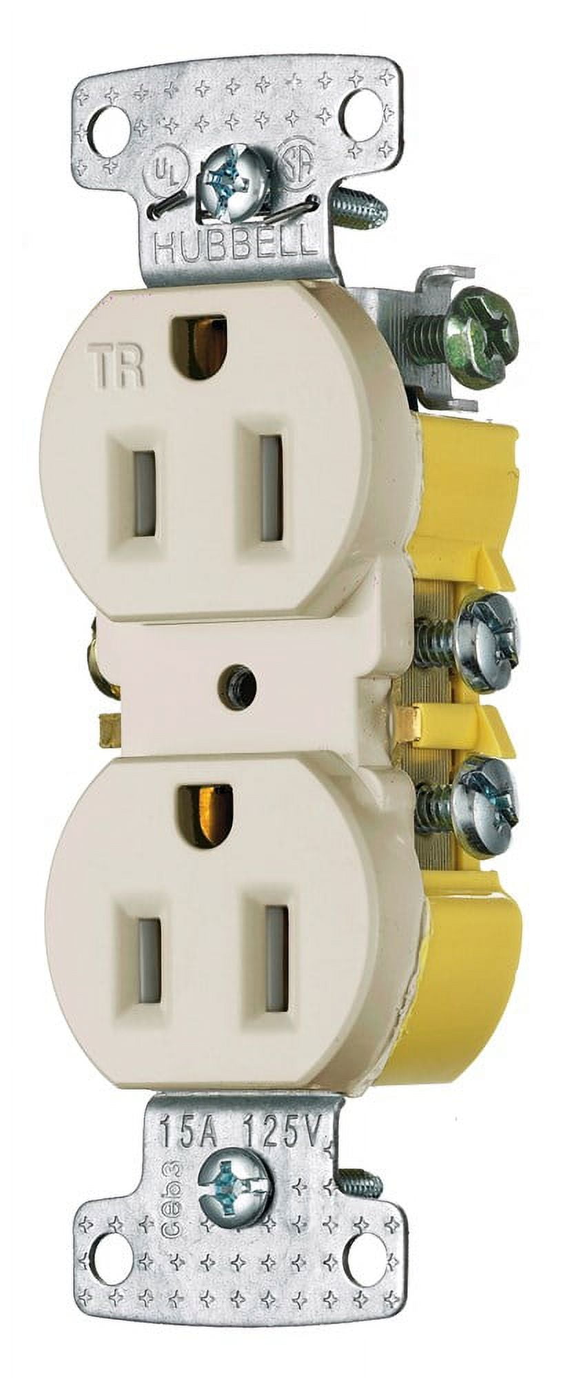 Hubbell Wiring Device-Kellems Receptacle,125VAC,15A,Light Almond ...
