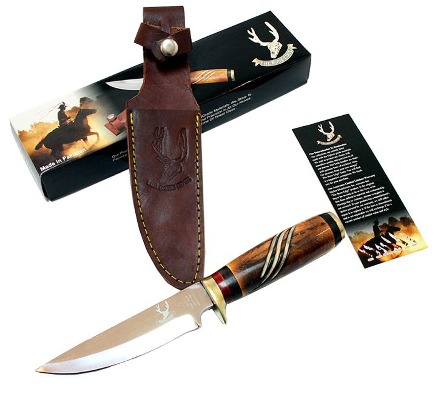 10" Handmade Hunting Knife with Bone Handle, Stainless Steel Blade, and ...