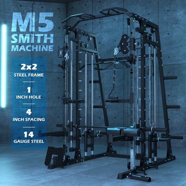 10-IN-1 M5 Smith Machine, Power Rack Cage with Cable Crossover(Ratio 1: ...
