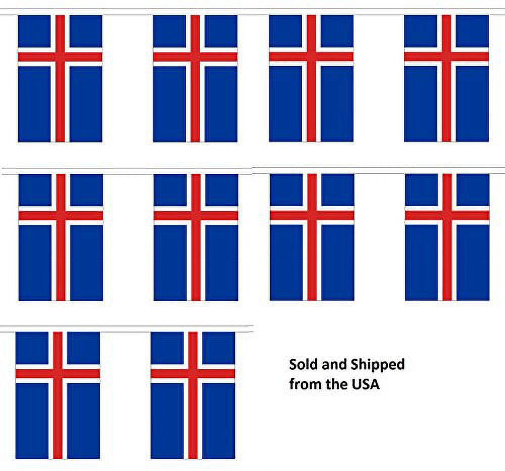 10' Iceland String Flag Party Bunting Has 10 Icelandic 6"x9" Polyester ...