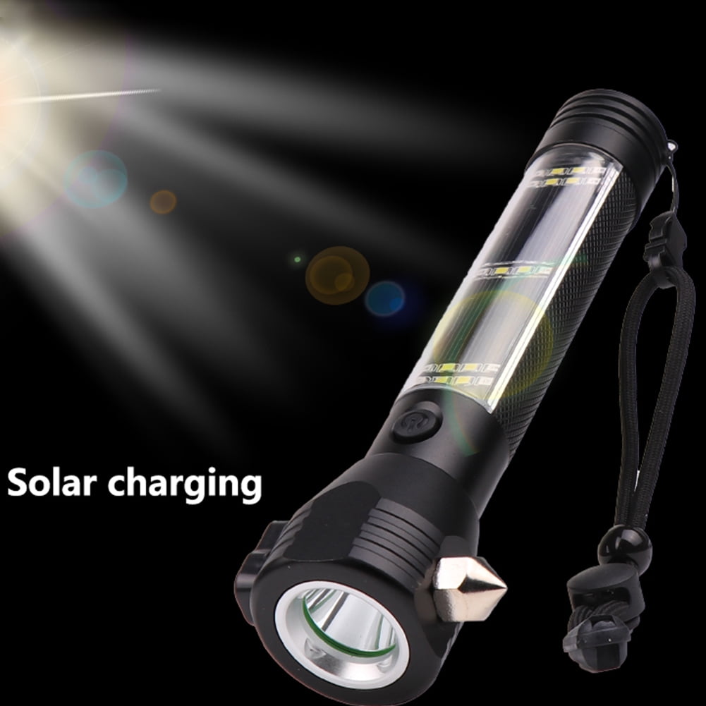 10 In 1 Multi Function Flash Light, USB Rechargeable Solar Powered ...