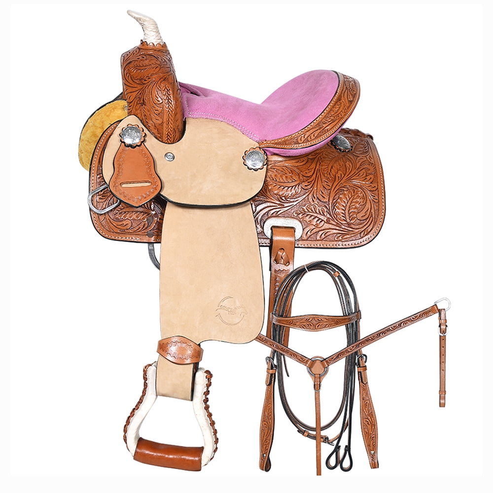 10 In Western Kids Youth Children Miniature Pony Saddle Leather Trail ...