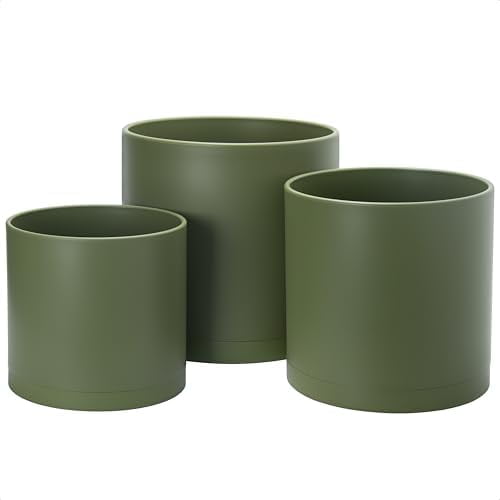 10 Inch 12 Inch 14 Inch, Set of 3 Plastic Planter Pots for Plants with ...