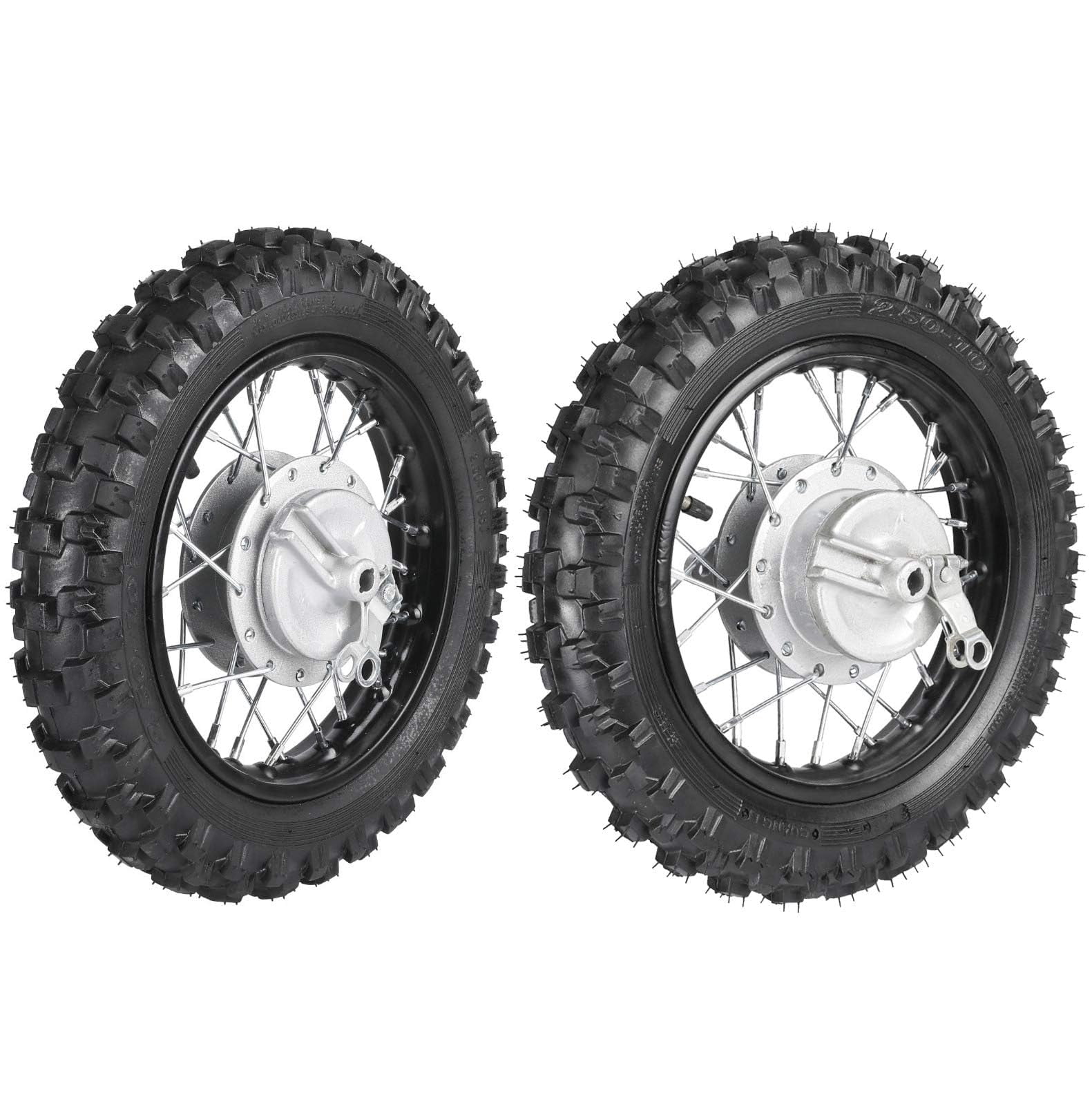 10 Inch 2.50-10 Front and Rear Wheel Tire and Rim Inner Tube with 1.4 x 10 Rim and Drum Brake ...