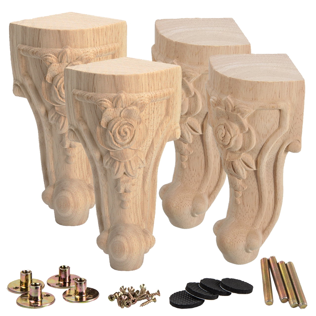LAVANE 10'' Wooden Furniture Legs, Set of 4, Unfinished DIY Replacement ...