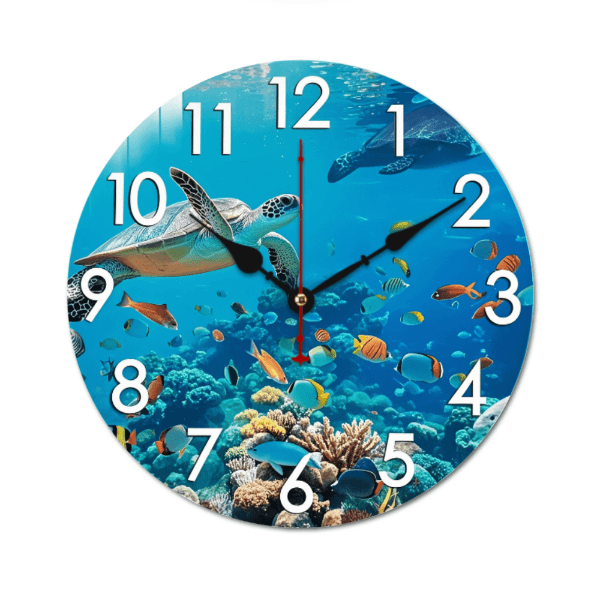 10 Inch 2D Coastal Beach Nautical Ocean Wall Clocks with Sea Turtle ...