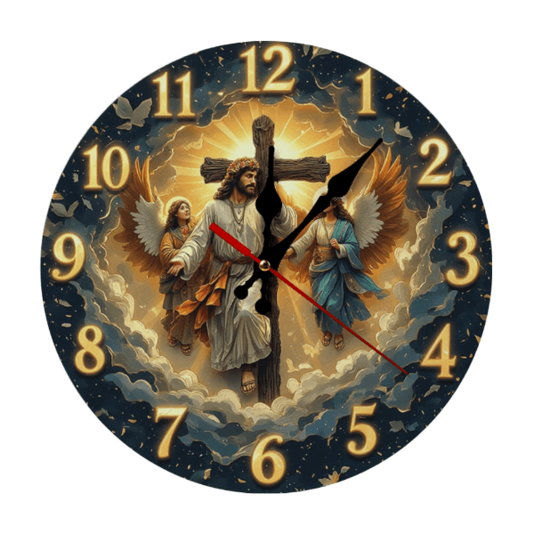10'Inch 2D Wooden Silent Wall Clock with Religious Art Design ...