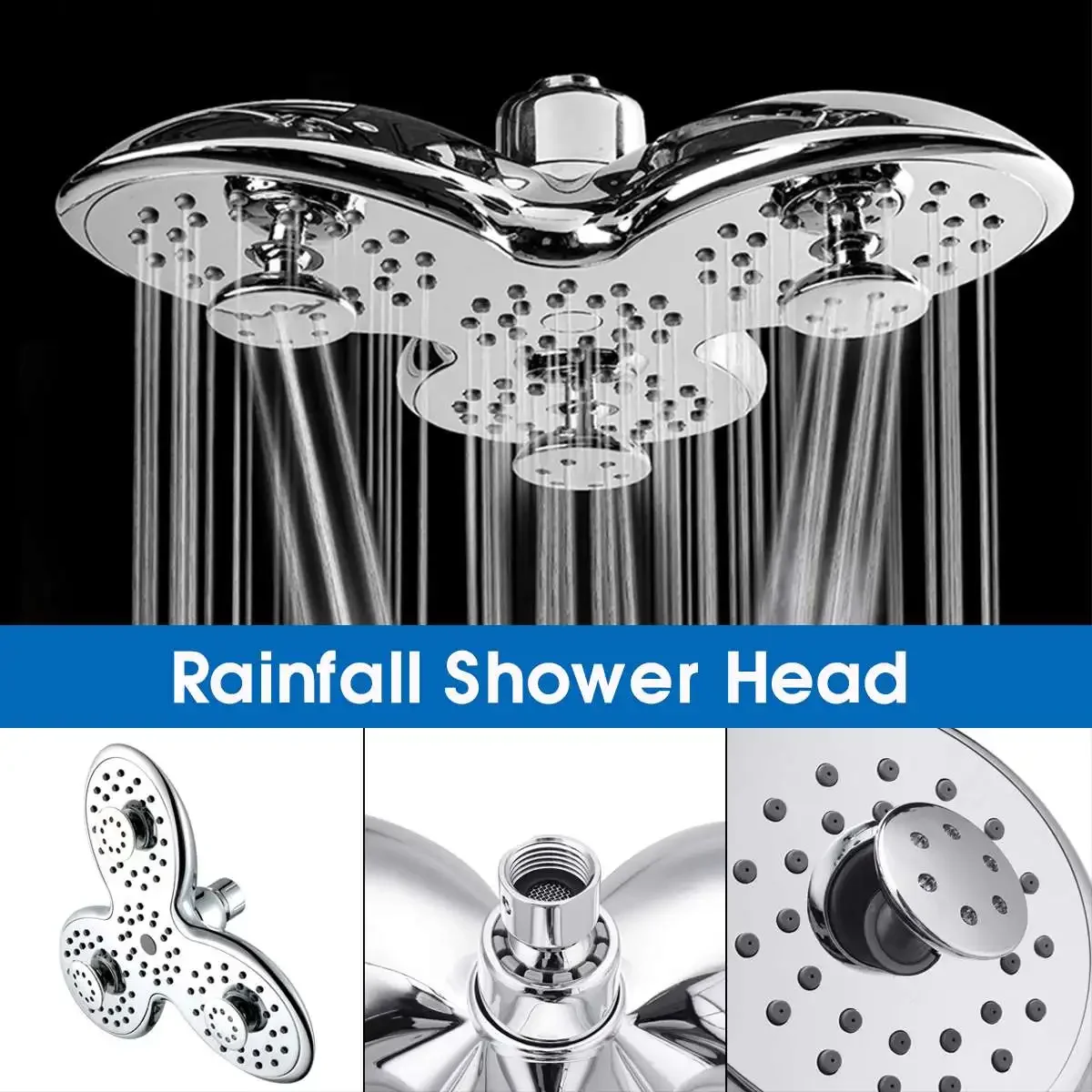 10 Inch 3 Functions ABS Bathroom Shower Head Petal Shape Bathroom Top ...