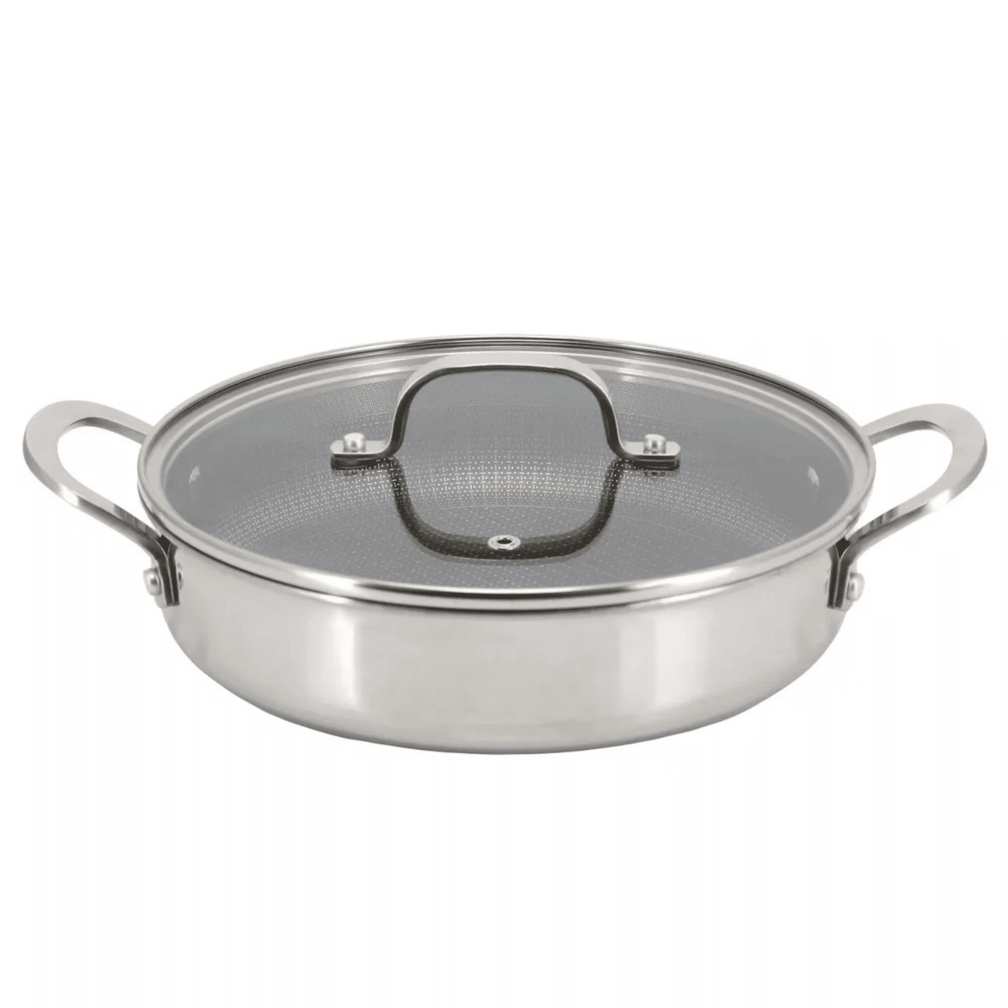10-Inch 3-Ply Stainless Steel Nonstick Deep Fry Pan with Lid Silver ...