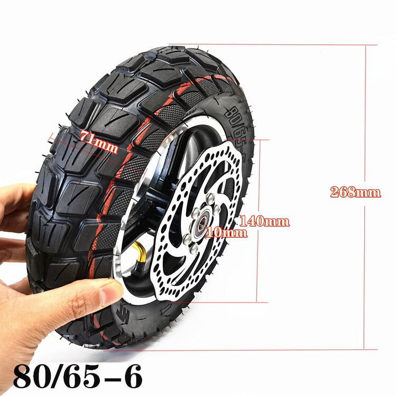 10 Inch (80/65-6) E-Scooter Tires Road/Off-Road Brake Wheel Rim With ...