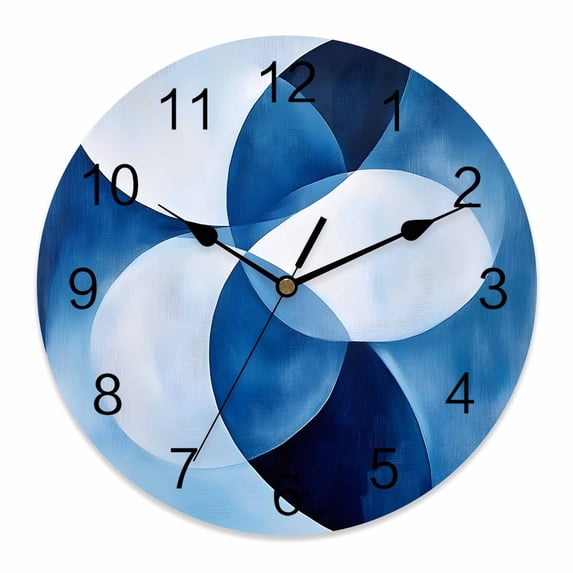 10 Inch Abstract Circular Wall Clock, White Blue Stitching Gradient ...