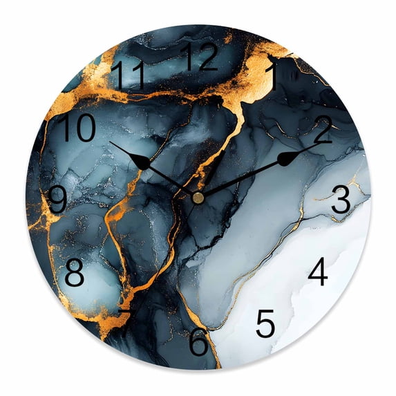 10 Inch Abstract Marble Wall Clock, Water Duck Green Gradient ...