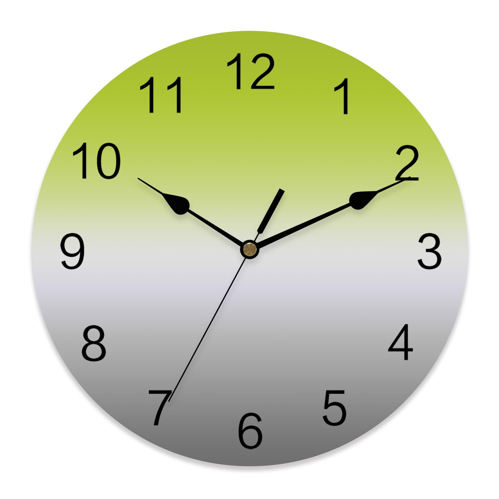 10 Inch Abstract Wall Clock, Green Grey Gradient Modern Art Battery ...