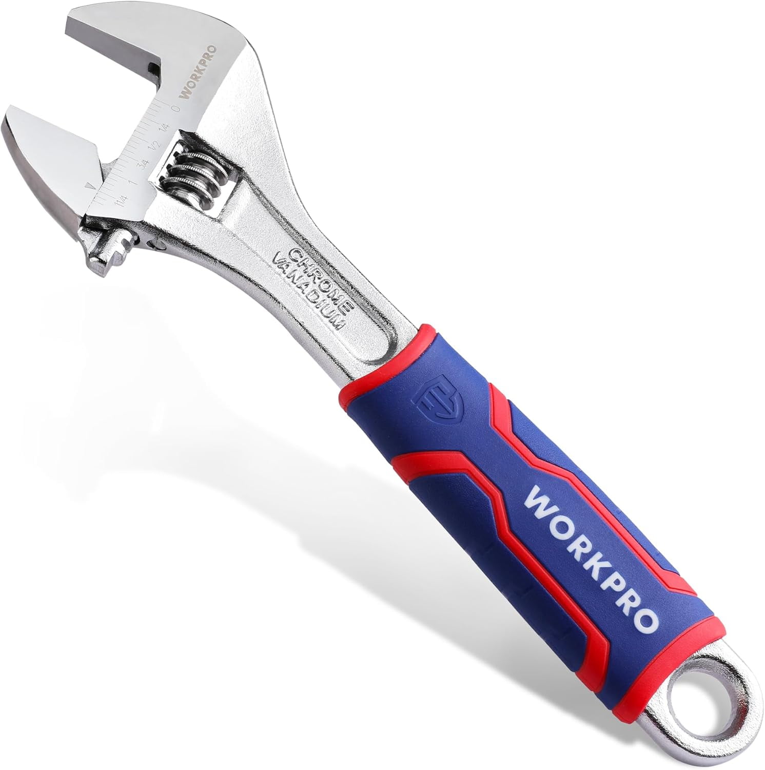 10-Inch Adjustable Wrench, Wide Jaw Opening, Rubber Anti-Slip Grip ...