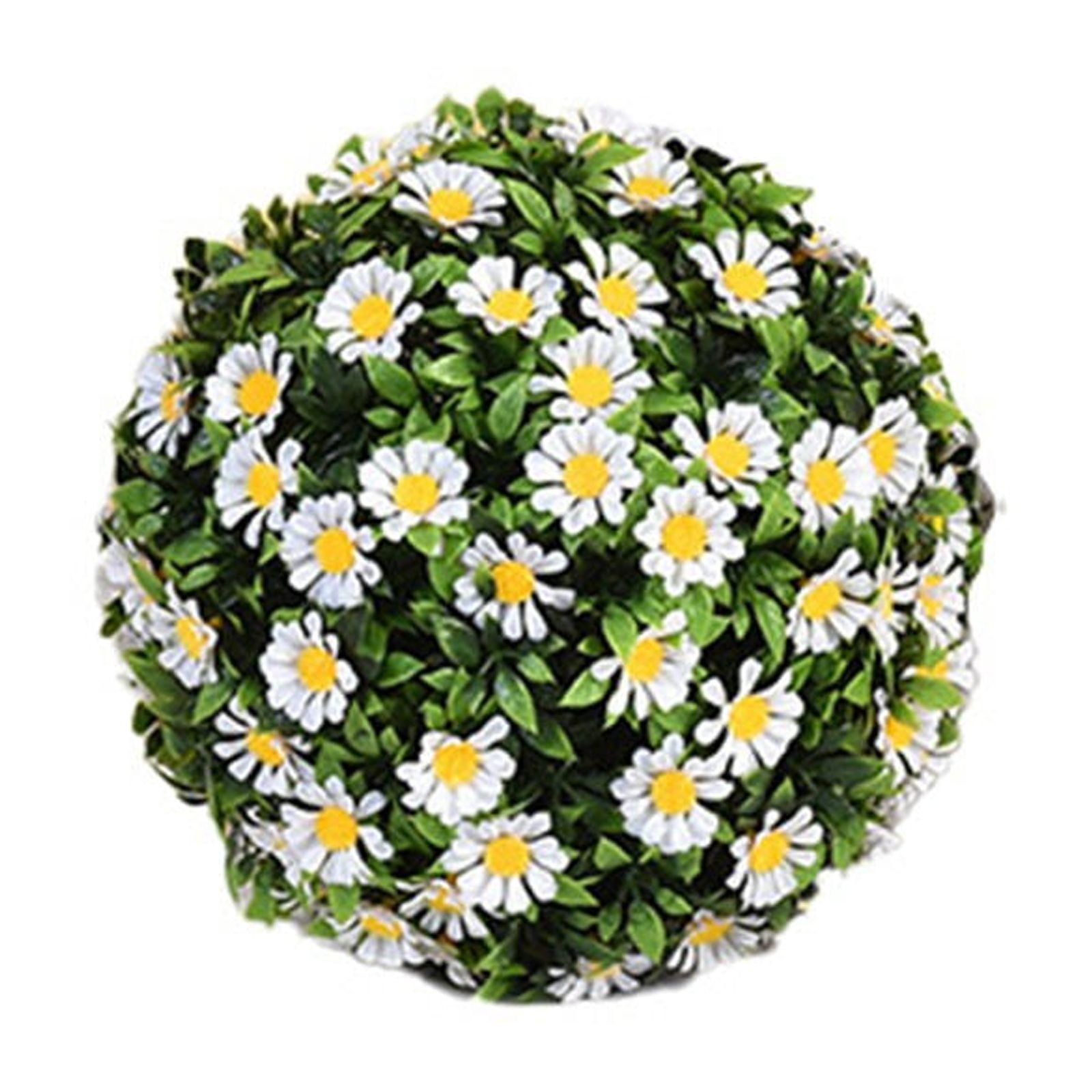 10 Inch Artificial Plant Topiary Ball with Flowers Large Faux Boxwood ...