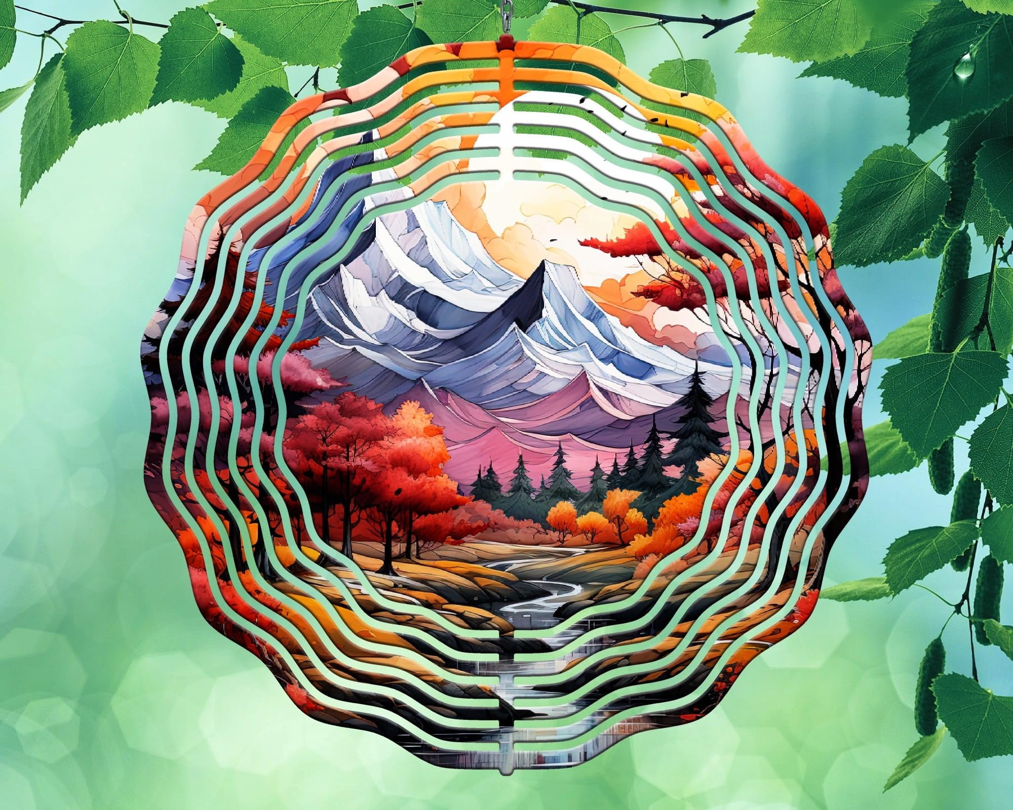 10 Inch Autumn in The Mountains Wind Spinner Yard Decor Aluminum ...