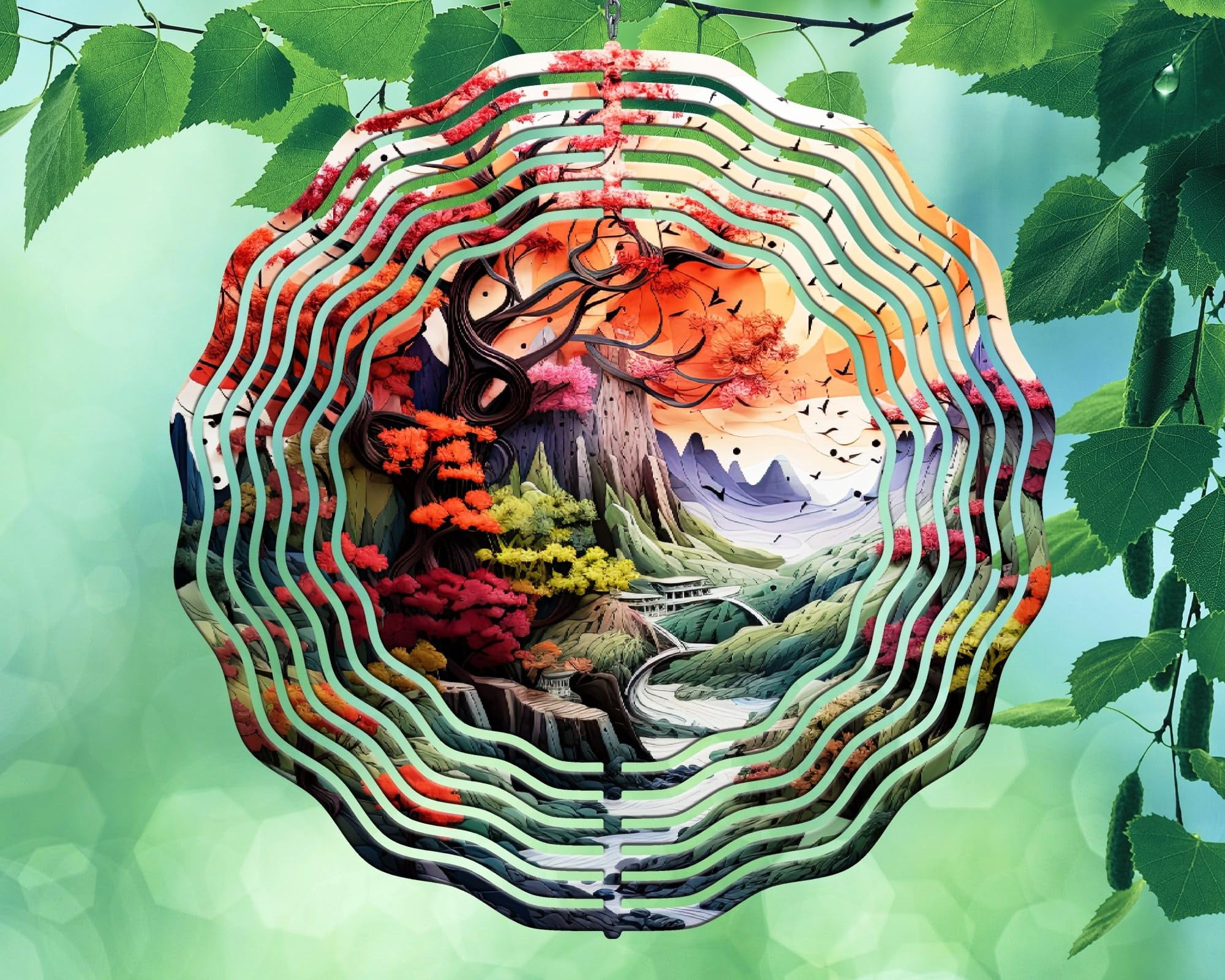 10 Inch Autumn in The Woods Wind Spinner Yard Decor Aluminum Sublimated ...