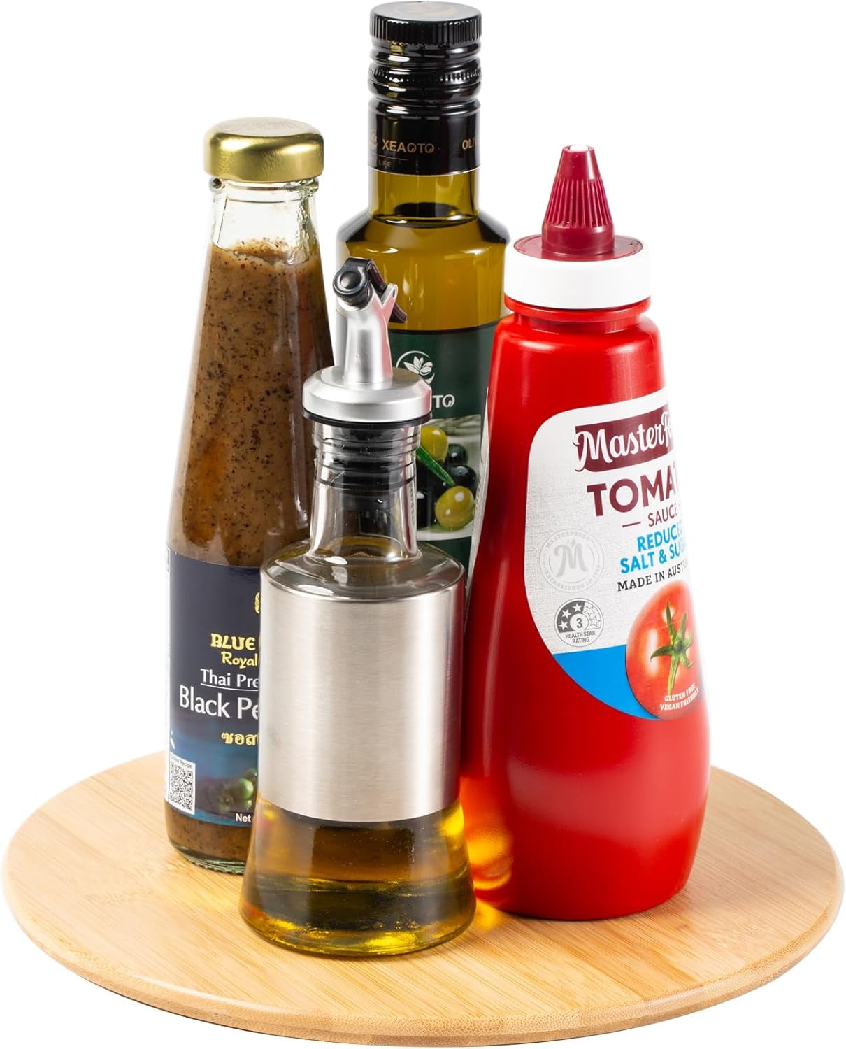 10 Inch Bamboo Wood Lazy Susan Organizer for Cabinet, HENABLE Lazy ...