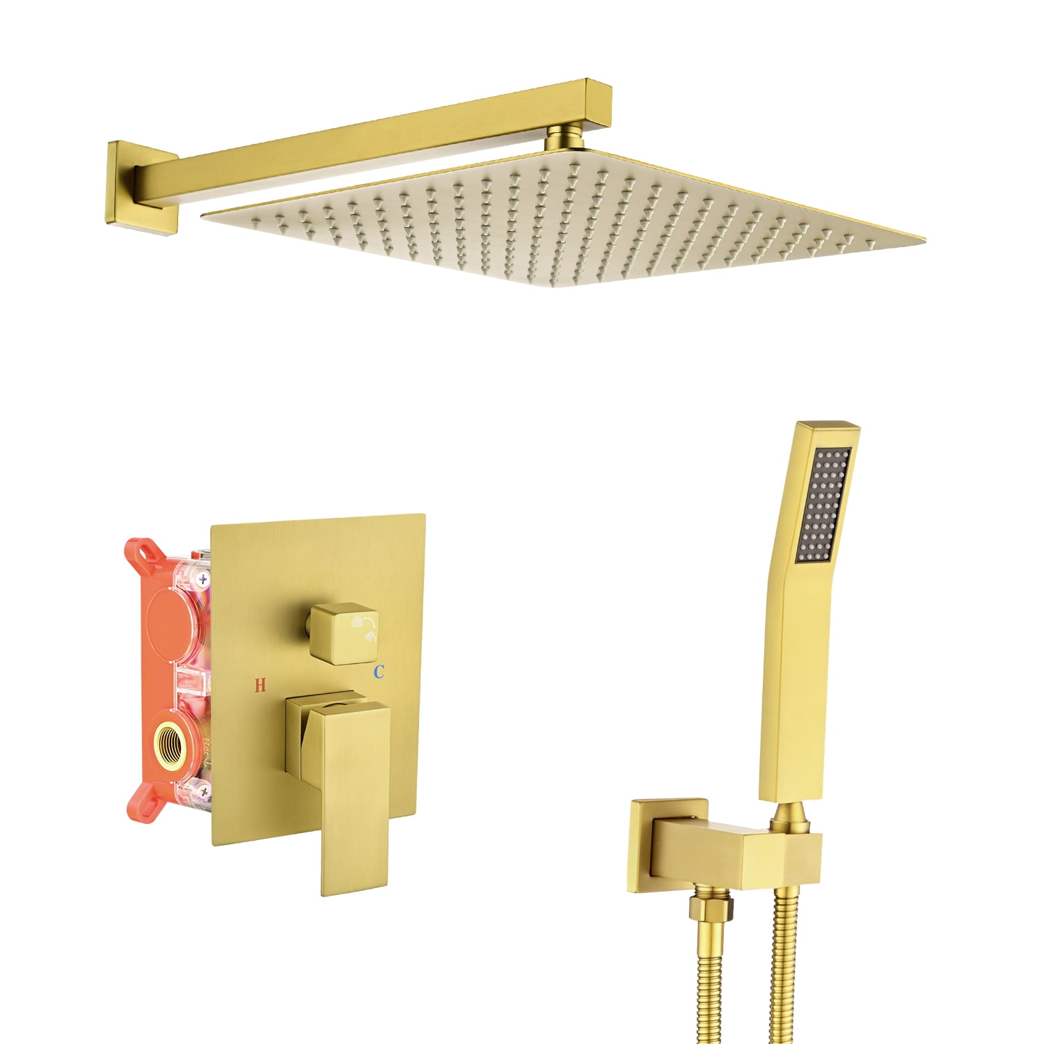 10 Inch Bathroom Luxury Rain Mixer Complete Combo Set Wall Mounted
