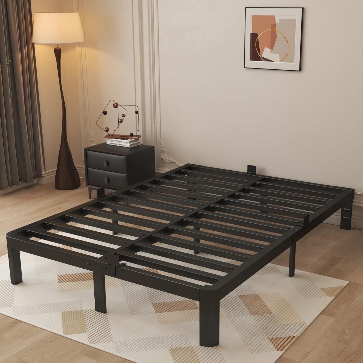 10 Inch Bed Frame, Black Bed Frame Size with Metal Baffles, No Box ...
