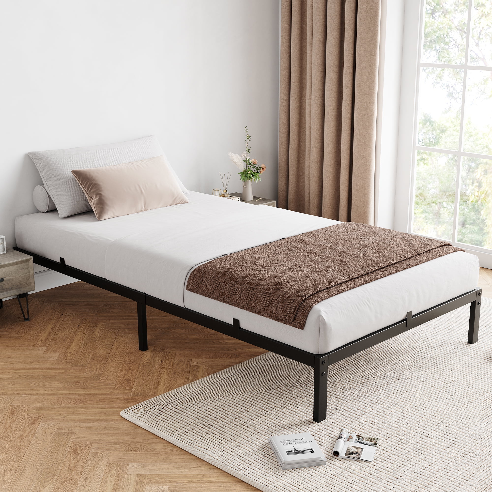 10 Inch Bed Frame Heavy Duty Platform Metal Bed Frame with Metal Slats ...