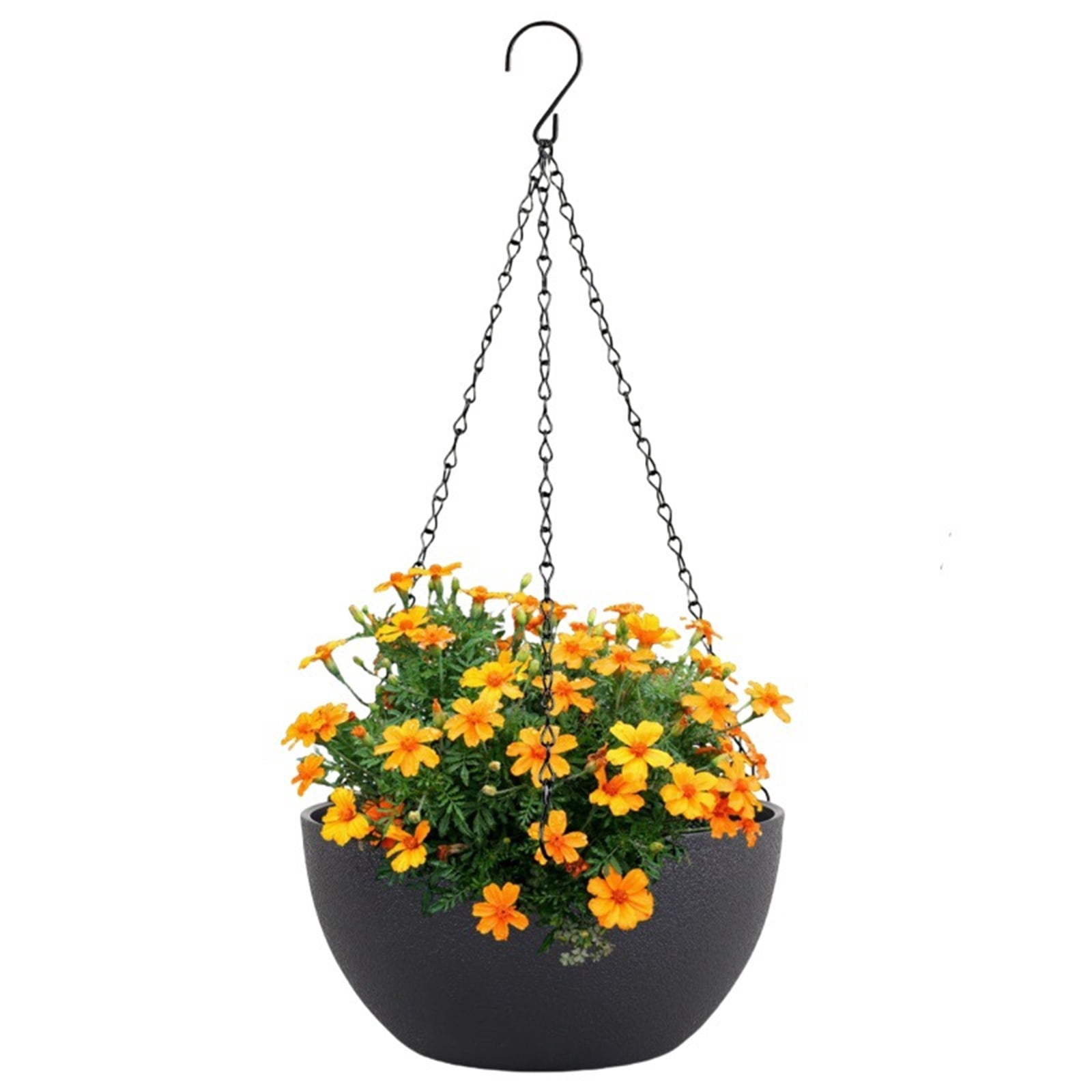 10 Inch Black Hanging Planter Basket with Drainage Hole, Weather ...