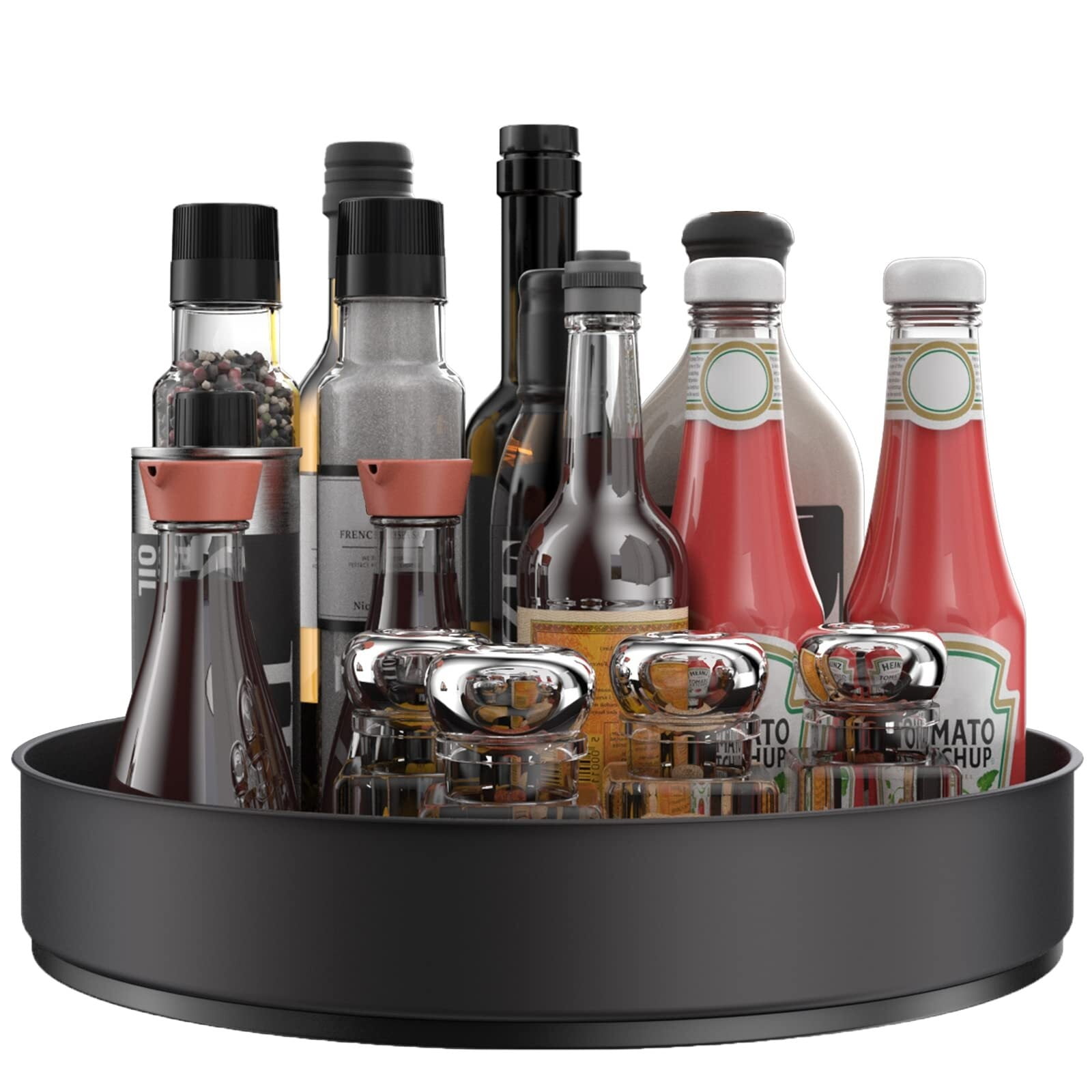 10-Inch Black Stainless Steel Spice Rack Turntable Rotating Organizer ...