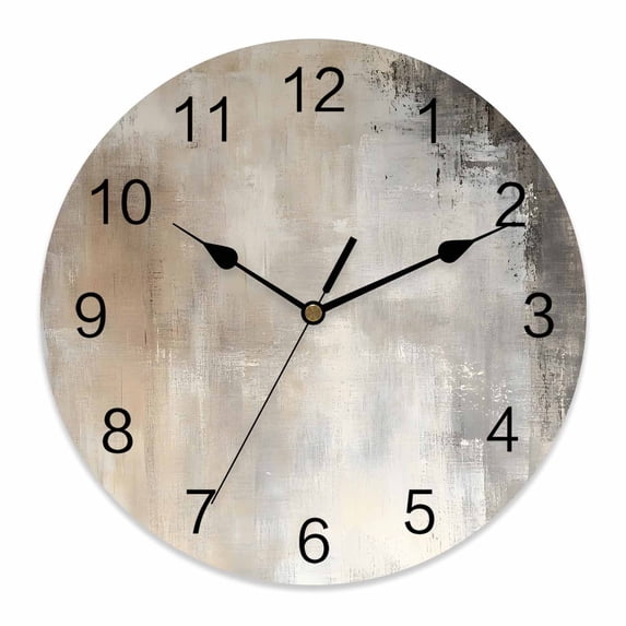 10 Inch Brown Oil Painting Wall Clock, Modern Abstract Art Minimalism ...