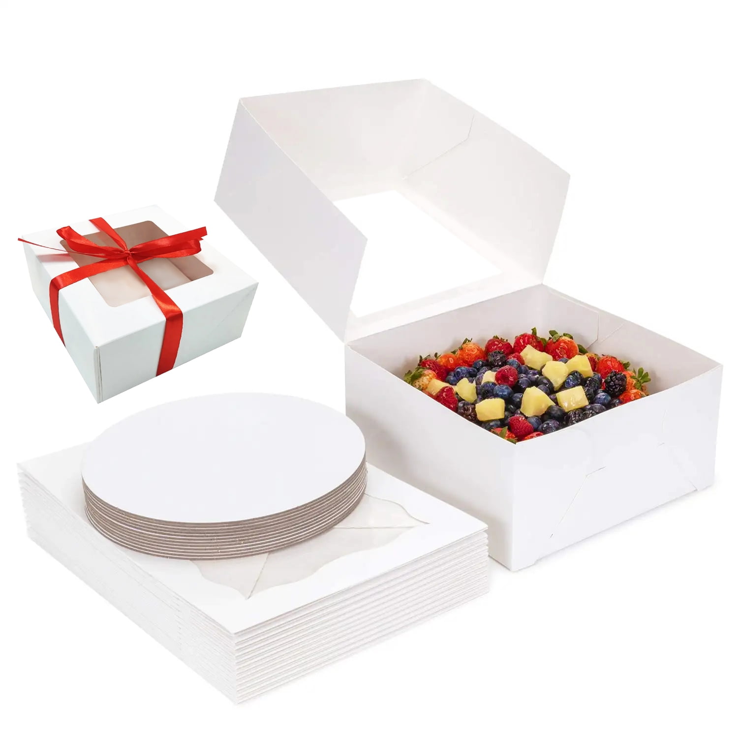 ZOUYUE 10 Inch Cake Box with Boards Set, 20pcs 10x10x5 Inches, Bakery ...