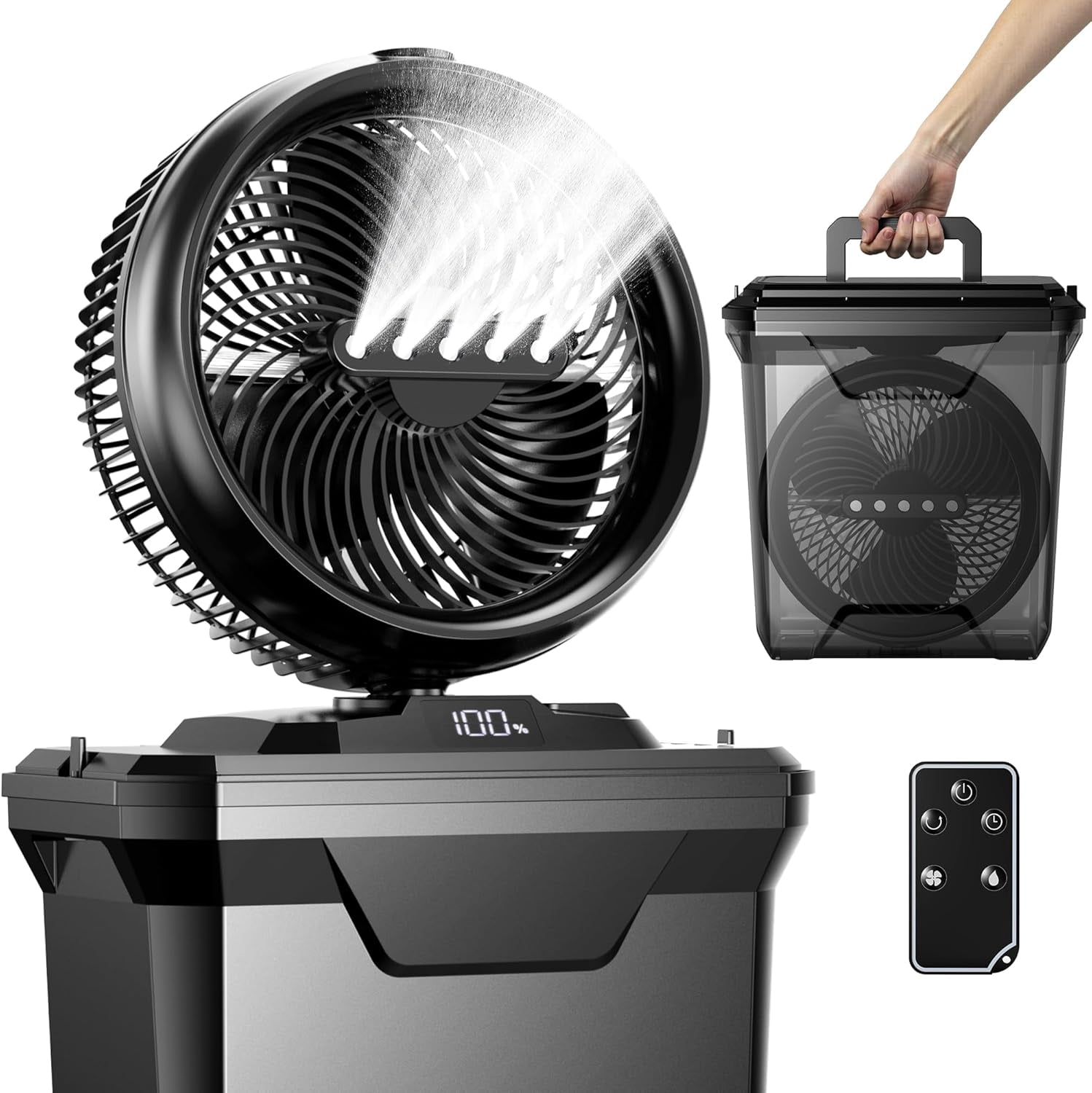 10 Inch Camping Misting Fan 11L Tank, 20000mAh Cooling Battery Floor ...