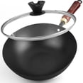 10 Inch Carbon Steel Wok For Electric, Induction and Gas Stoves (Lid ...