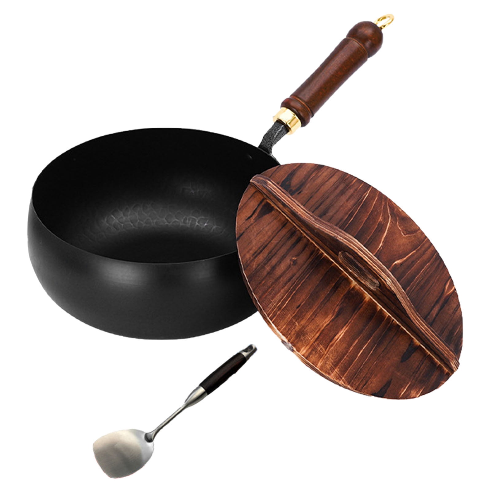 10-Inch Carbon Steel Wok Pan - Traditional Round Bottom Chinese Stir ...
