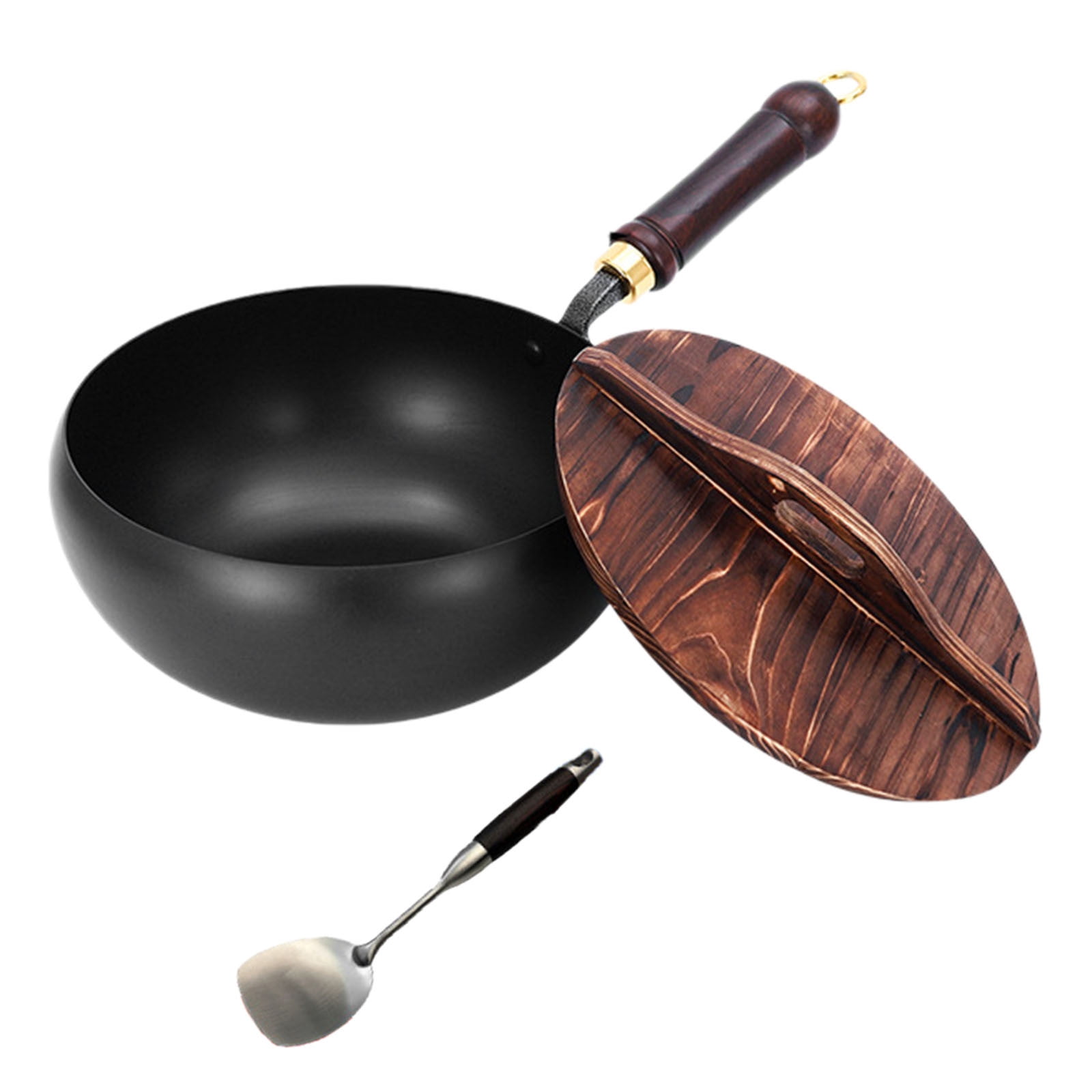 10-Inch Carbon Steel Wok Pan - Traditional Round Bottom Chinese Stir ...
