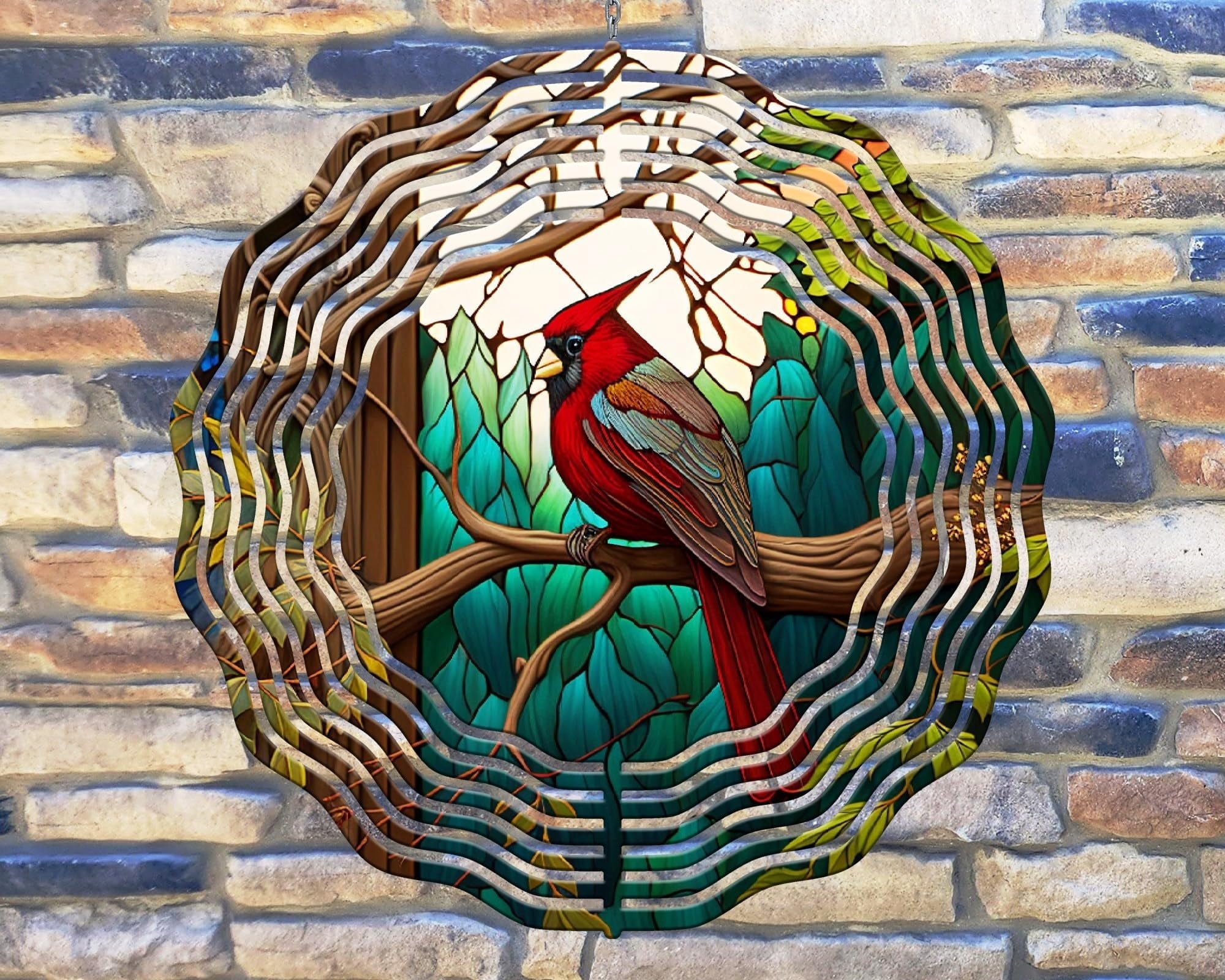 10 Inch Cardinal in Tree Wind Spinner Yard Decor Aluminum Sublimated ...