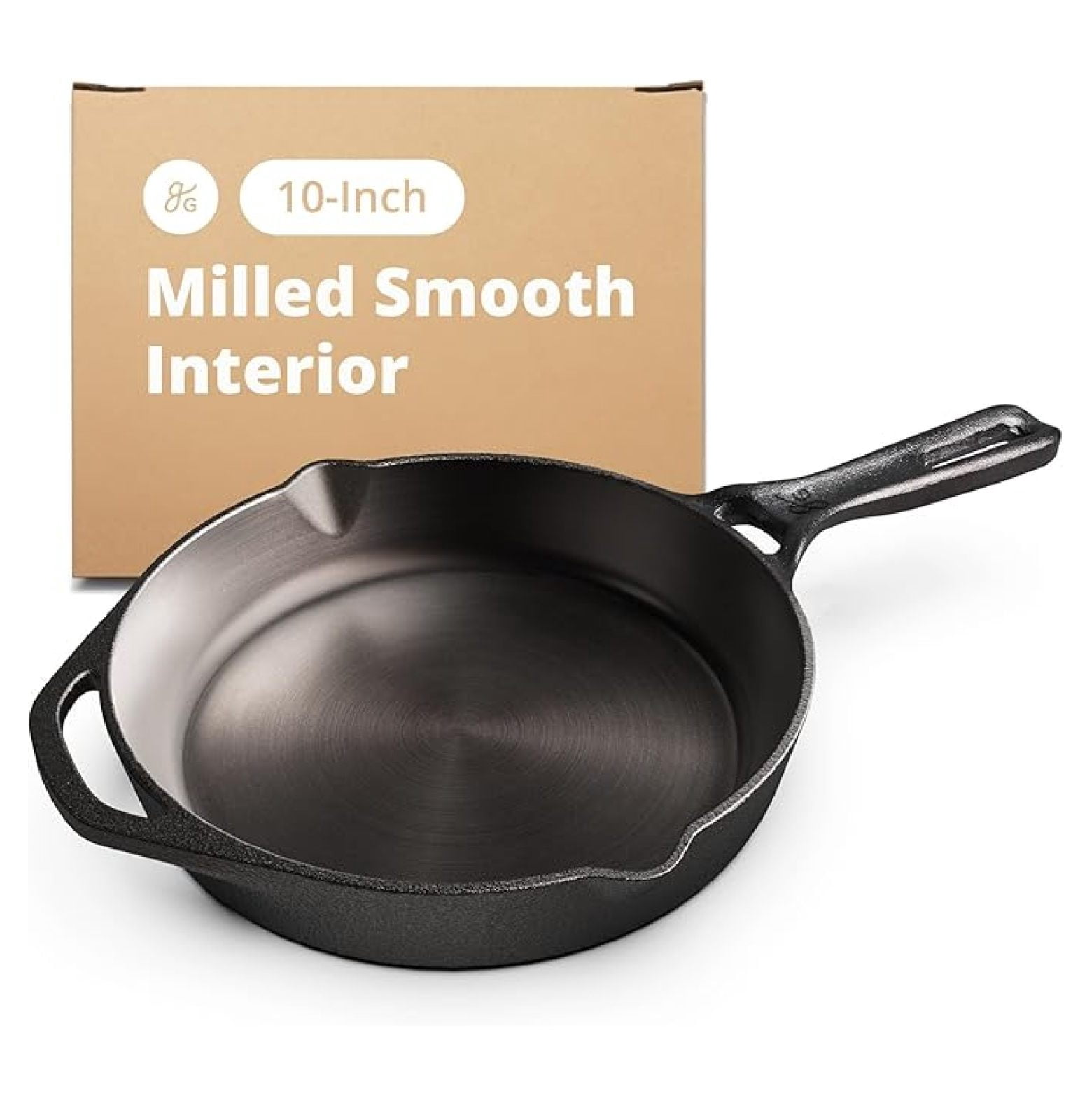 10-Inch Cast Iron Skillet, Organically Pre-Seasoned, Heavy-Duty Pan for ...