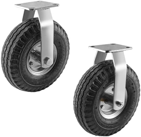 10 Inch Caster Wheels, Pneumatic Rigid Caster Wheels with Zinc Top ...