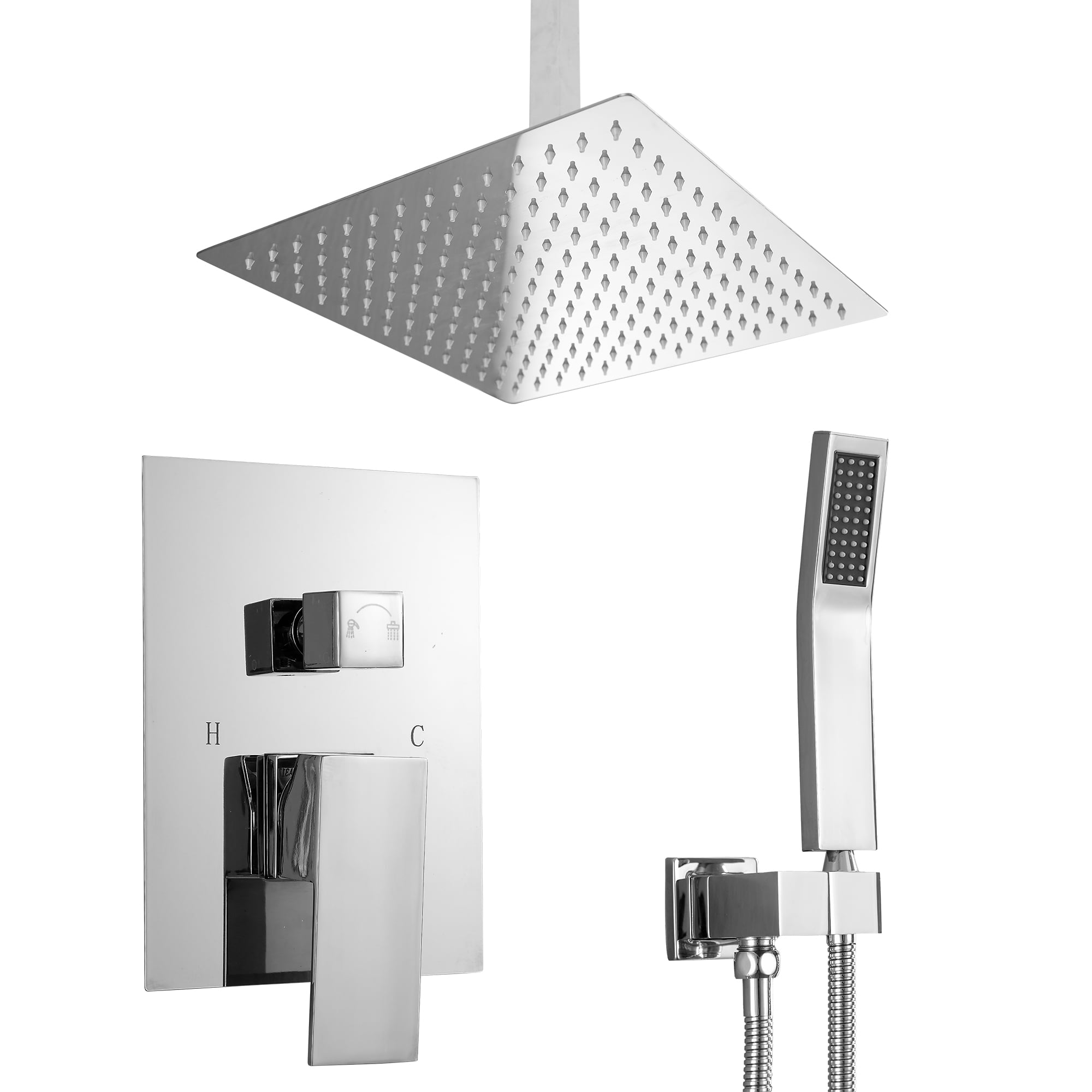 10 Inch Ceiling Mount Shower System with Rain Shower Head and brass ...