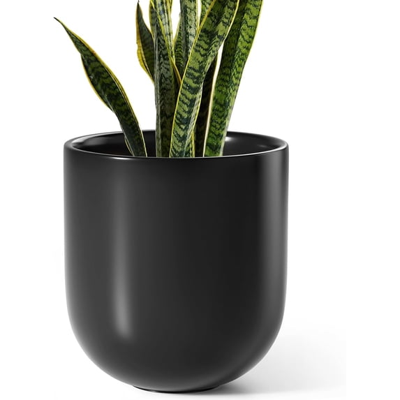 10 Inch Ceramic Plant Pot with Drainage Hole and Rubber Plug, Indoor ...