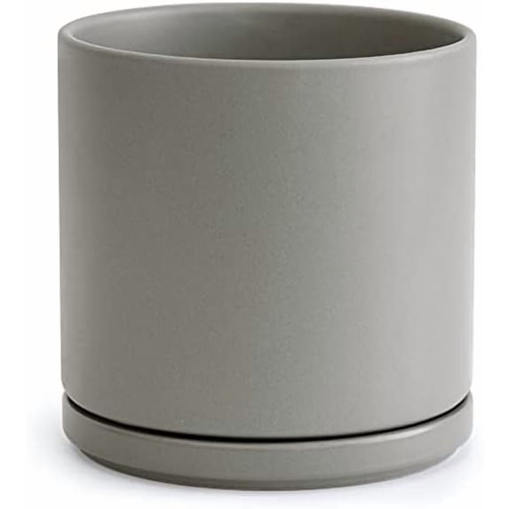 10 Inch Ceramic Planter Pot with Drainage Hole and Saucer, Indoor ...